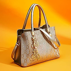 FOXLOVER Small Cow Leather Handbags for Women Shoulder Bag Monogram Designer Tote Bag Top-Handle Satchel Purse