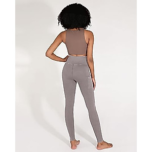 ODODOS Seamless Leggings for Women with Pockets High Waisted Acid Washed Ribbed Gym Workout Full Length Yoga Pants, Dusty Orchid, Medium