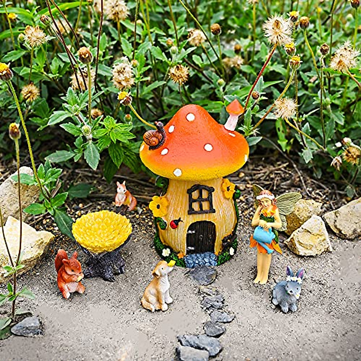 Sparkle Race Fairy Garden Accessories Kit with Miniature Figurines, Fairy Garden Kit for Kids Gnomes Garden Decorations, Fairy Village with Mini Fairy Figurines Outdoor & Indoor Ornaments Home Decor
