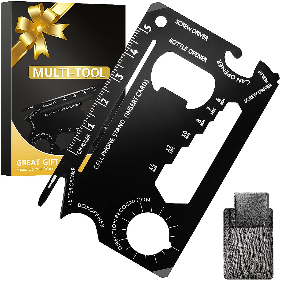 Stocking Stuffers Gifts for Men, 18 in 1 Wallet Multitool Card, Pocket Tool Credit Card Size, Cool Gadgets Christmas Gifts for Men Who Have Everything, Anniversary Birthday Gift for Him Dad Husband