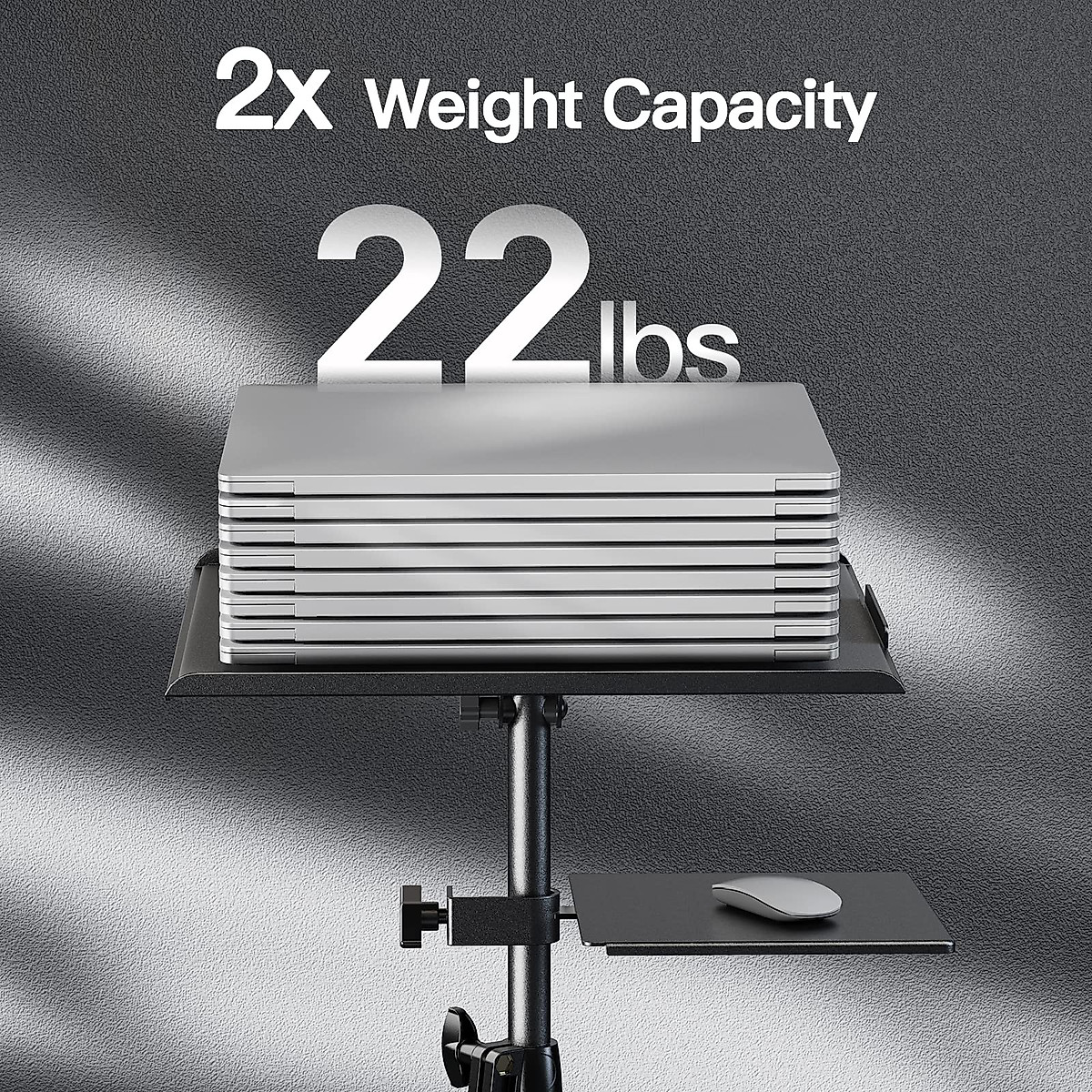 Amada Projector Stand with Wheels, Height Adjustable Rolling Stand with Mouse Tray, Bag Included - Ideal for Laptop, Projector, DJ, Sheet Music - AMPS05