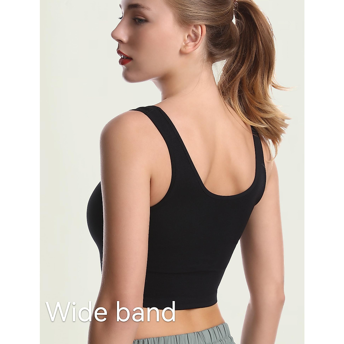 SPRIMEMONG Women's Light Support Sport Bra-Seamless Yoga Crop Tops(2pack,Black,White,XL)