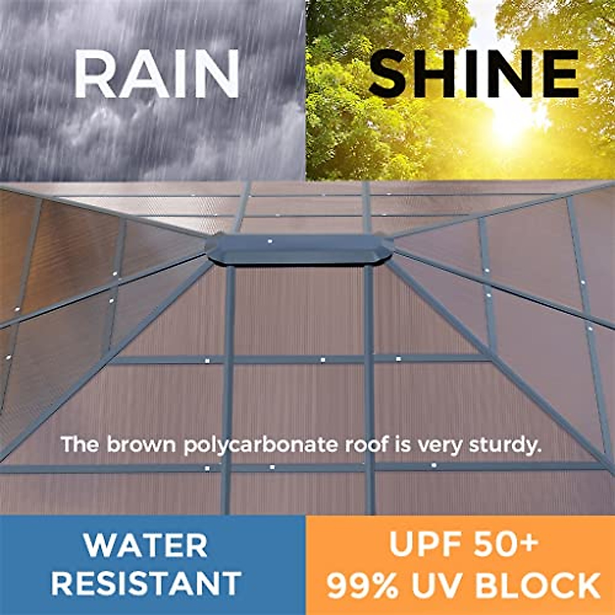 12 Ft. X 10 Ft. Outdoor Aluminum Gazebo with Hardtop Netting for Lawn, Backyard