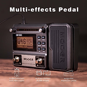 MOOER GE100 Multi-Effects Guitar Pedal with 80 Presets, 66 Effects, Loop and Expression Volume Pedal, Tap Tempo, Headphone Out