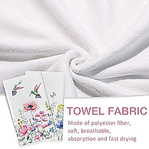 Seliem Summer Anemone Flower Hummingbird Kitchen Dish Towel Set of 2, Wild Floral Ultra Absorbent Hand Drying Baking Cooking Cloth, Spring Seasonal Decor Home Decorations 18 x 26 Inch