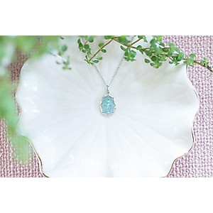 Heartland Store Women's Oval Blue Enamel Miraculous Medal with 18" Sterling Silver Chain