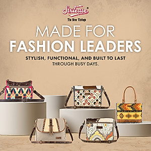 SIXTEASE Crossbody Bag for Women Vintage Style Genuine Leather, Upcycled Canvas, Rug, or Hair On - Cross Body Womens Bags with Inside Zipper Pockets - Larger Capella