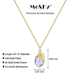 Me&Hz June Birthstone Necklace for Women 14K Gold Filled Dainty A Initial Necklace Light Purple Crystal Pendant Alexandrite Necklace for Mom Daughter Grandma Personalized June Birthday Gift