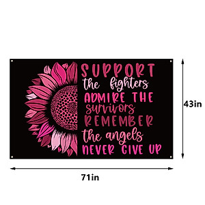 Breast Cancer Awareness Backdrop for Photography Breast Cancer Banner October Pink Ribbon Decor Breast Cancer Decoration for Home Office Party-71×43’’