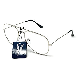 SHAMZBEST Clear Lens Aviator Eyeglasses Classic Retro Metal Frame (A#1 Silver, Large, Clear) (Silver)