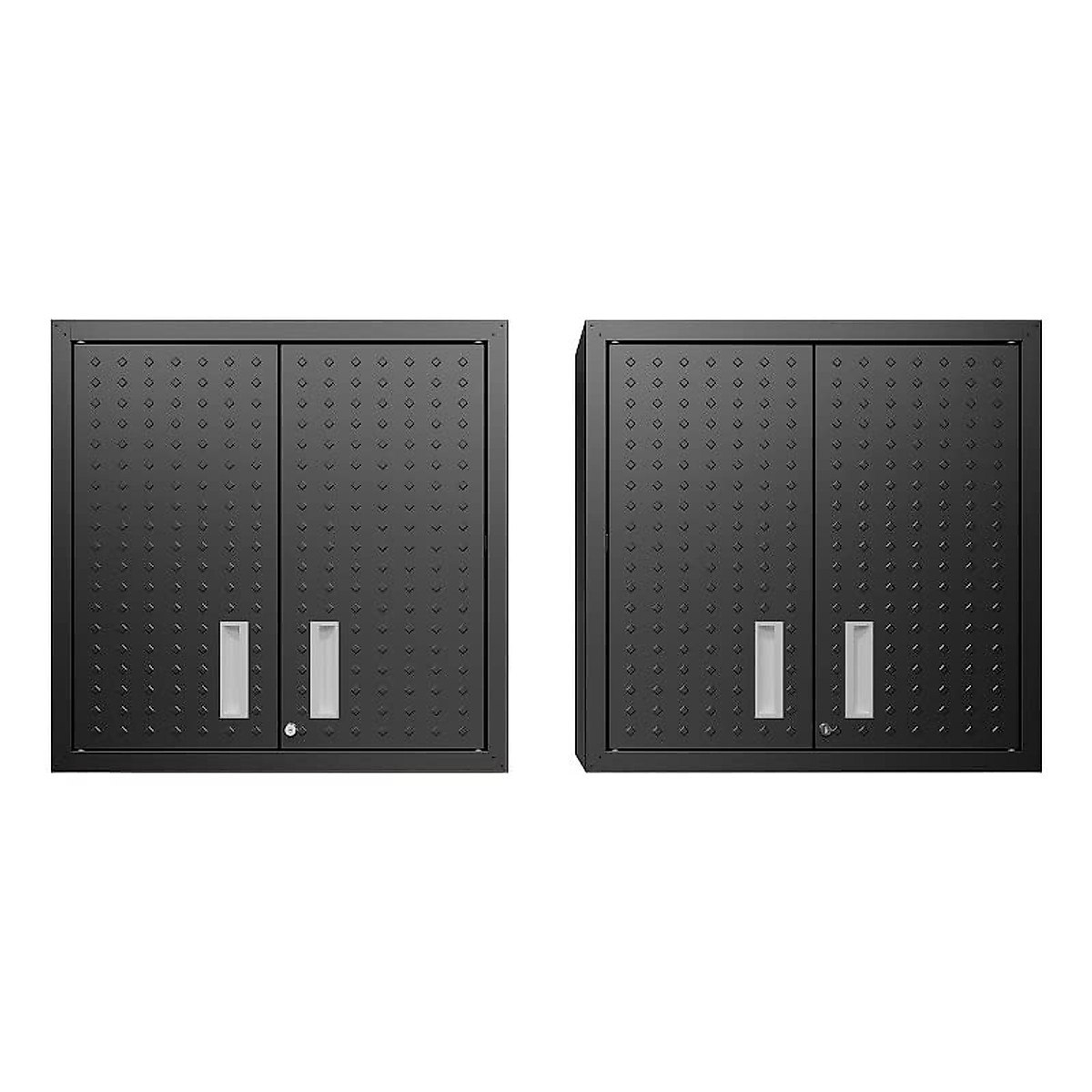 Pemberly Row Space Saving Metal 2 Piece Garage Storage Set with 2 Door Floating Cabinets in Charcoal Grey