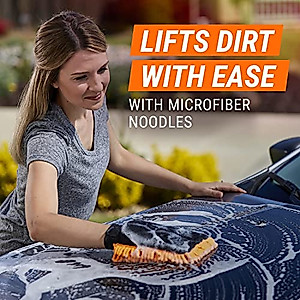 Microfiber Car Wash Mitt and Pad Set by Armor All, Machine Washable, Highly Absorbent Cleaner for Dirt and Bugs