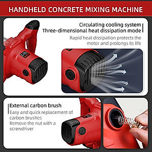 Dragro Electric Cement Mixer, 2100W Handheld Concrete Mixer with 6 Speed，Portable Mortar Mixer for Mixing Mud, Mortar, Plaster,Cement, Paint, Fodder，2 Pieces Mixing Heads