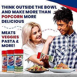 Tasty Bomb Popcorn Seasoning Set - Zesty Popcorn Seasoning Powder Variety Pack of 4 - Hot & Spicy Popcorn Flavoring with Asiago Pepper, Spicy Chipotle, Cheesy Jalapeno & Ranch Popcorn Seasoning Powder