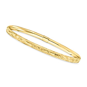 Canaria Italian 10kt Yellow Gold Brushed Bangle Bracelet. 7 inches