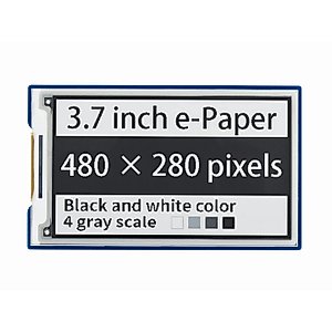 waveshare 3.7inch E-Paper E-Ink Display HAT Compatible with Raspberry Pi4B/3B+/3B/2B/B+/A+/Zero/Zero W/WH/Zero 2W 480×280 Pixels Black/White 4 Grey Scales SPI Interface Supports Partial Refresh