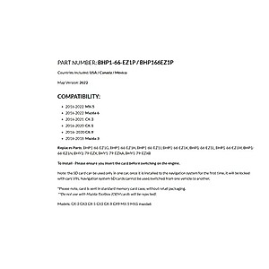 2022 Latest Map Version Navigation sd Card GPS Fits 3 6 CX-3 CX-5 CX-9 MX-5 Miata BHP-166-EZ1P