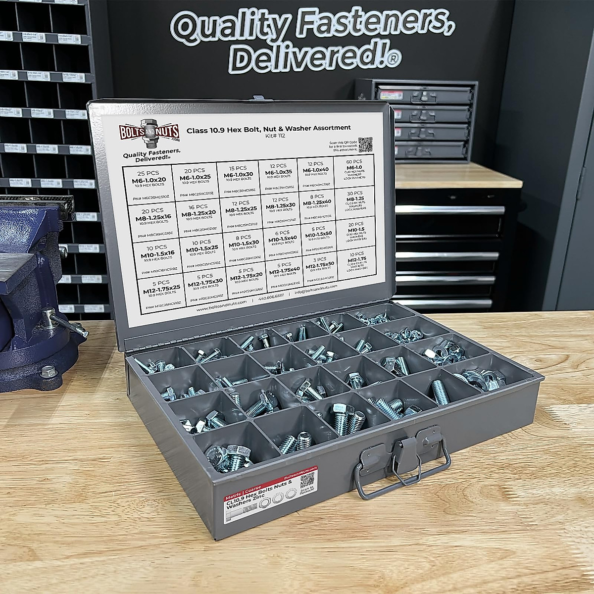 Metric Class 10.9 Hex Cap Screws Bolts, Nuts, & Washers Assortment Kit - 575 Pieces!