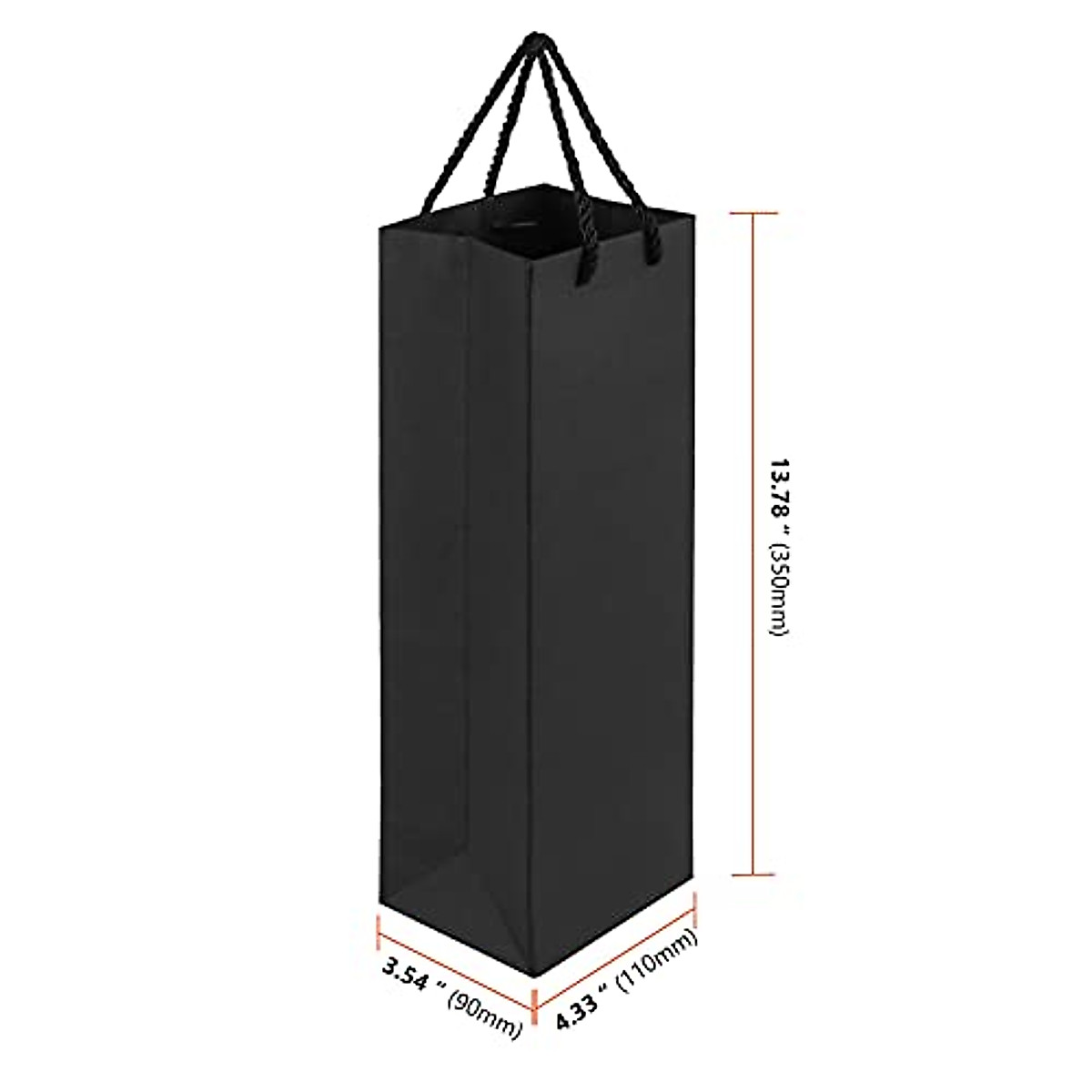 SEUNMUK 30 Pack 13.8 x 4.3 x 3.5 Inch Black Bulk Wine Bottle Gift Bags, 250 gsm Strong Paper Wine Gift Bags with handles, Elegant Paper Wine Bags for Party Shopping Retail Wedding