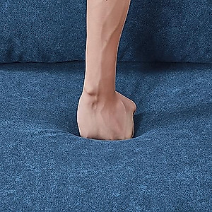 FANYE Loveseat Sofa with Pull Out Sleeper Couch Bed,2 Seater Sofa & Couch W/Adjustable Backrest Home Apartment Office Living Room Furniture Sets Sofabed, Twin Blue Microfiber W/Pillows, Pockets