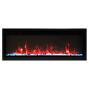 45" Extra Slim Indoor Only Electric Fireplace with Black Steel Surround