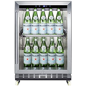 Summit Appliance SCR611GLOSRI Outdoor Mini Reach-In Commercial Beverage Center, Factory-installed Dolly, Glass Door, Weatherproof, Heavy-duty Tray Holders, Three Adjustable Chrome Shelves