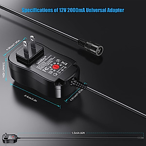 SoulBay 24W Universal AC/DC Adapter 3V 4.5V 5V 6V 7.5V 9V 12V 2A Power Supply for LED Light Strip Router HUB Speaker TV Box Household Electronics 1A 1.5A 2.0A 2000mA Amp Max, Center Positive