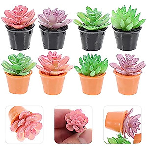 TOYANDONA 16pcs Miniature Bonsai Figurines Mini Potted Succulents Artificial Dollhouse Plant Miniature Desktop Collectible Statue for DIY Mini Gardening Decor