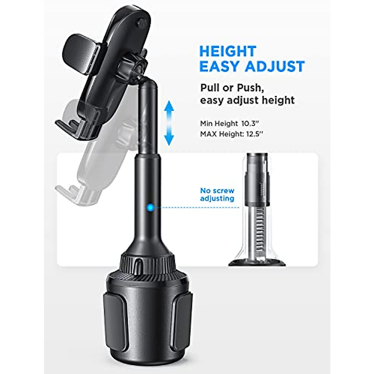 LISEN Cup Holder Phone Mount Holder No Shaking Cup Phone Holder for Car Rock Solid Car Phone Holder Mount for Cars, Trucks, SUVs etc, Compatible with iPhone 14 13 Plus Pro Max Samsung All 4-7'' Phones