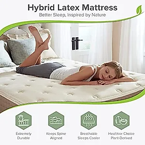 Eco Terra | Natural Latex | Luxury Hybrid Mattress | Medium Mattress with Encased Coil Spring | Twin