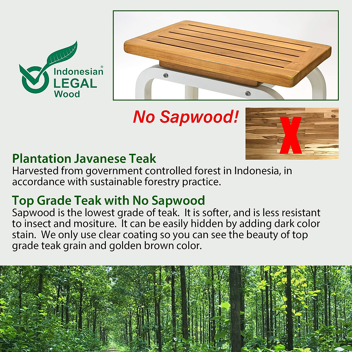 Aman Shower Bench, Teak & Aluminum Shower/Bath/Spa/Patio Stool Bench, Chair/Side Table with Storage Shelf for Indoor/Outdoor, Adjustable TPR Foot Pads, B101/BGE (Light Beige)