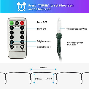 Green Convenience Christmas Lights 33ft 100 LED Battery String Lights with Timer Memory Function USB or Battery Powered Waterproof String Light for Indoor Outdoor Decoration (White)