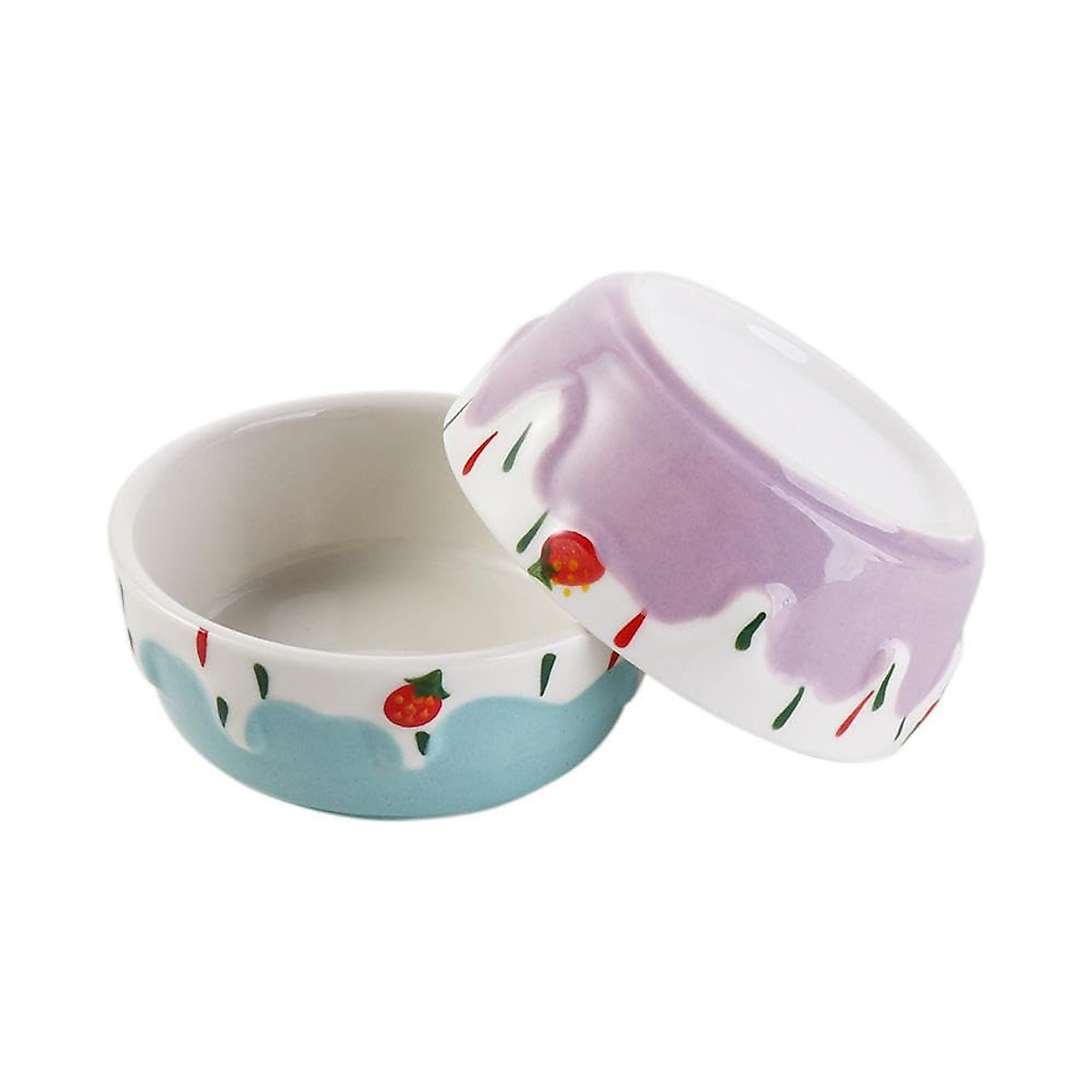 Hamster Ceramic Bowl, Small Animals Food Water Bowl Anti-Turning Bowl for Guinea Pig Rabbit Gerbil Chinchilla Hedgehog Rat(red)