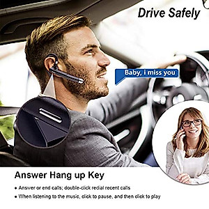 Wireless Headset Business Earpiece 30Hrs Playtime with 450mAh Charging Case Built-in Mic Noise Cancelling Headphone 5.0 Handsfree Sports Earphone for Android iOS Driving Trucker Driver Business Office