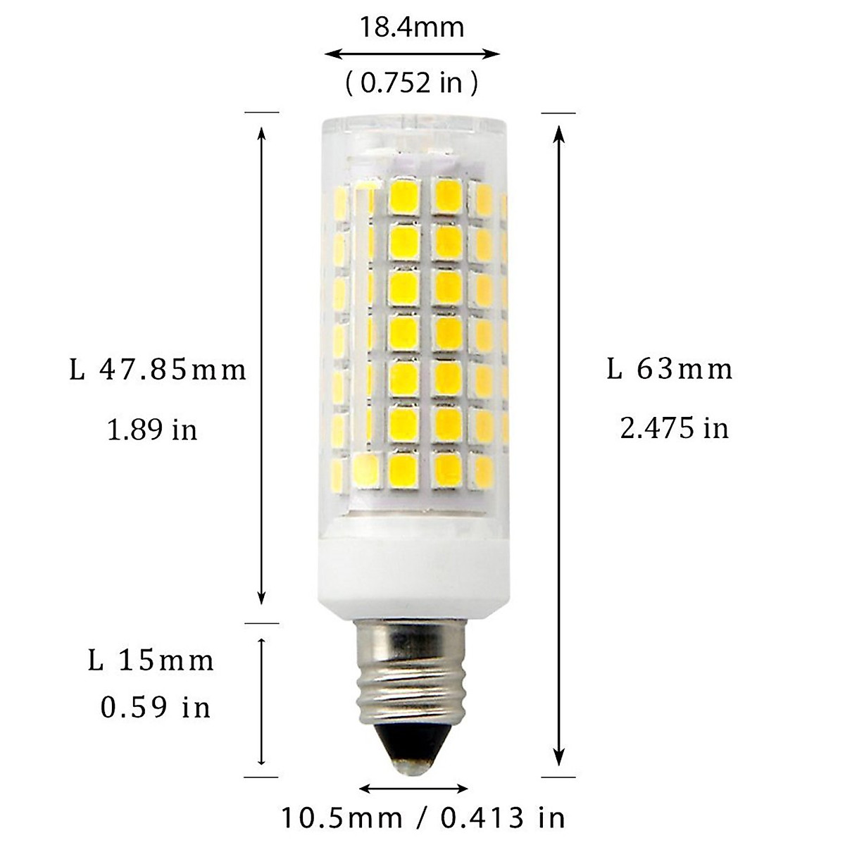 ziyidianzhi E11 LED Bulb Dimmable, 8W (75W 100W Halogen Bulbs Equivalent), Mini Candelabra Base, AC110V120V 130V, 6000K Daylight for Chandeliers Ceiling Fan Light, Pack of 4