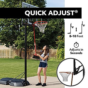 Lifetime 1008 Adjustable In-Ground Basketball Hoop, 44-Inch Backboard, Red/White/Blue