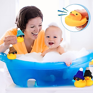 Chivao 12 Pcs Mini Rubber Ducks with Sunglasses/ Glasses and Hats/ Necklace, Cruise Rubber Ducks in Bulk Valentine's Day gift Small Duck Bathtub Toy for Hiding Party Favor(Yellow, Cute Style)