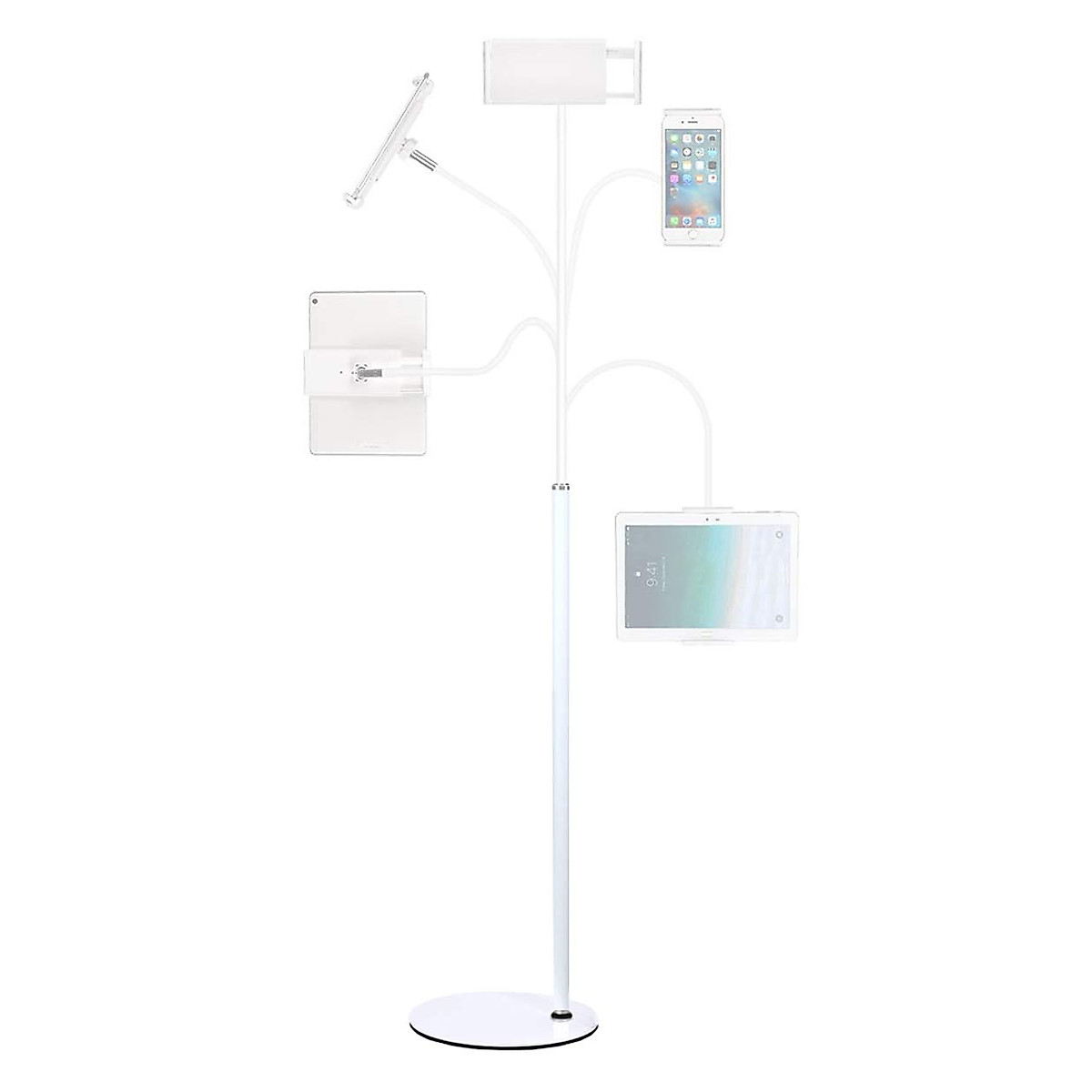 Gooseneck Tablet Stand Cell Phone Stand with Stable Base Adjustable 360 Degree Rotating Floor Stand for iPad Within 4-12.9 inches