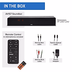 ZVOX AccuVoice AV157 Dialogue Clarifying Soundbar - Patented Hearing Technology with Voice Boost, Ultimate Low-Profile TV Speakers Soundbar, Perfect for Home Theater and Smart TV - Espresso