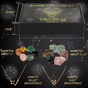 IBosins 14pcs Taurus Zodiac Crystals Gift Set Crystal and Healing Stones Star Sign Birthstones Astrology Witchcraft Christmas & Birthday Gifts for Women