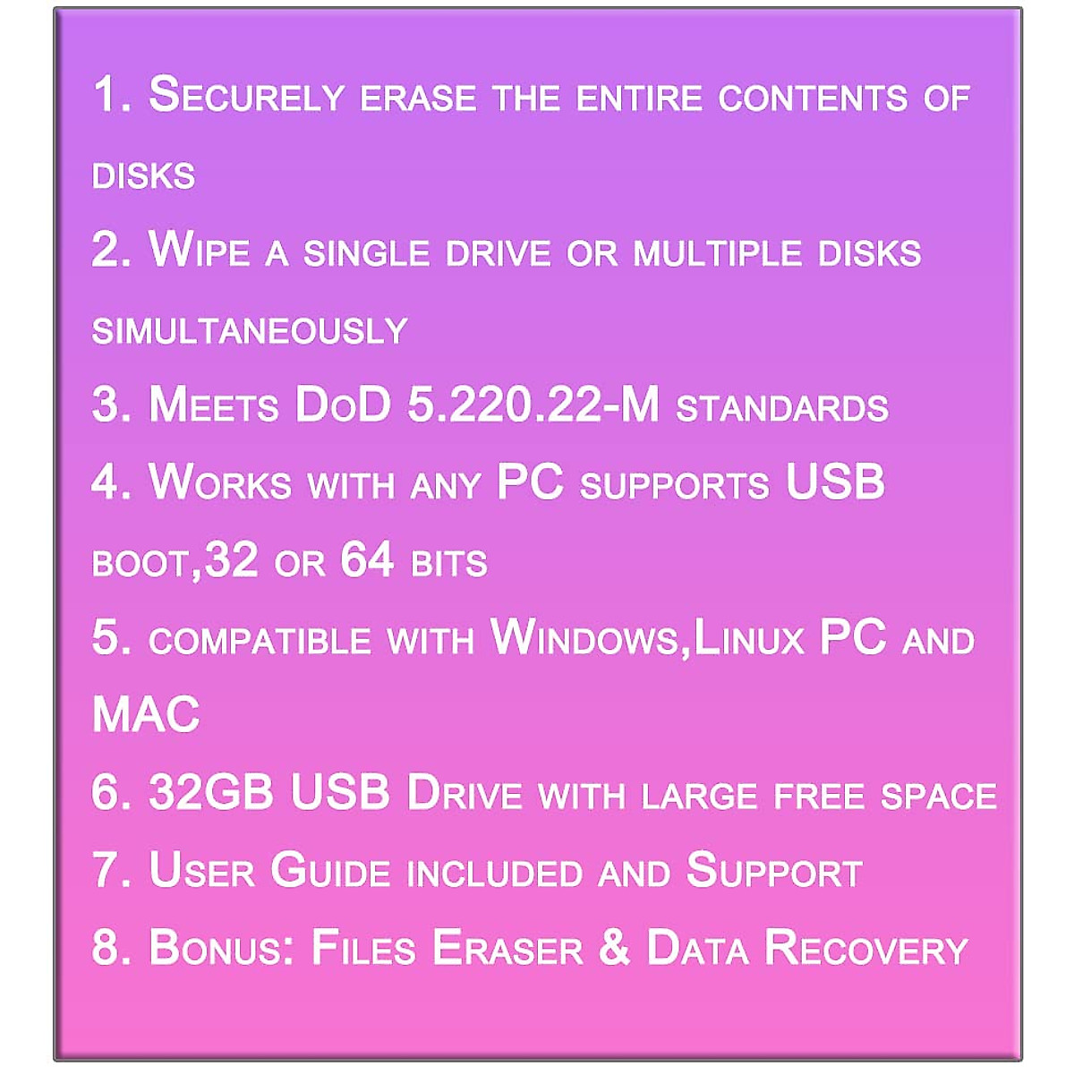 EZITSOL Hard Drive Disk Eraser & Disk Wiper on 32GB USB Drive | Permanently Destroy Wipe Erase Hard Disk Drive Data on Any PC & Server | Bonus: Files Eraser & Data Recovery
