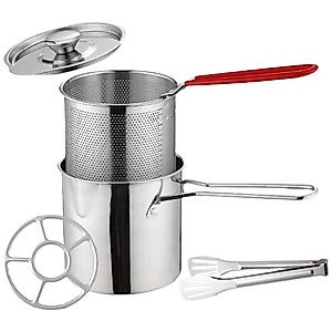 DOITOOL 2 Sets Stainless Steel Fryer Mini Airfryer Outdoor Griddle Stainless Wok French Fries Drain Basket Onion Ring Fryer Pasta Skimmer Deep Fryer Pot Frying Basket Fry Basket Fried