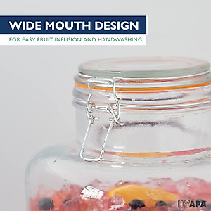 Ilyapa 2 Gallon Glass Beverage Dispenser - Wide Mouth Mason Jar Drink Dispenser - 100% Leak Proof with Glass Flip Top Lid, Dispenser for Parties, Weddings, Lemonade, Cold Water