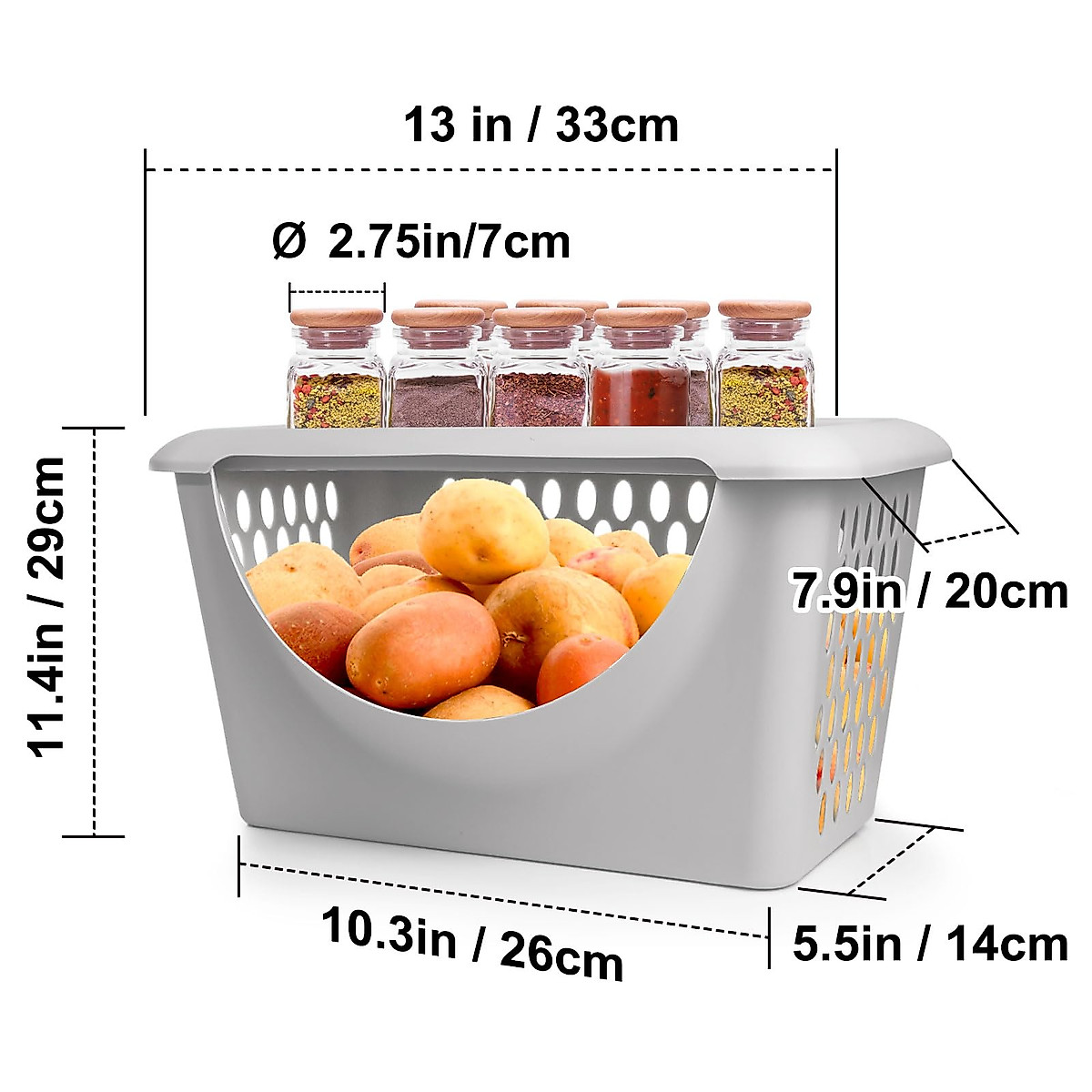 Leilifre Onion and Potato Storage Bins with Lid(176oz) 3 Set Onion Holder Storage, Potato Bins for Kitchen Pantry Storage Bins Basket for Kitchen Pantry Organizers