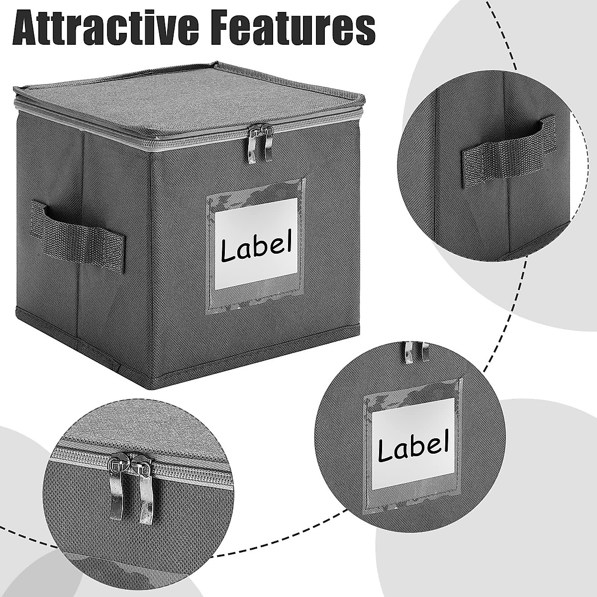 Karenhi 4 Pcs China Storage Containers Hard Shell, China Plate Storage Containers with Lid Stackable Platter box for Dishes Plates, Grey