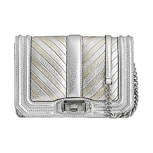 Rebecca Minkoff Chevron Quilted Small Love Crossbody, Silver/Gold