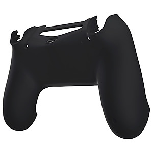 eXtremeRate Black Soft Touch Game Improvement Replacement Parts Back Housing Cover, Custom Bottom Shell Compatible with ps4 Controller JDM-040, JDM-050 and JDM-055
