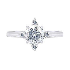 SAVEARTH DIAMONDS 1 Carat Center Round Cut Moissanite Lab Created Diamond North Star Engagement Promise Ring In 14k White Gold Over Sterling Silver Jewelry For Women (1.00 Cttw) - 7