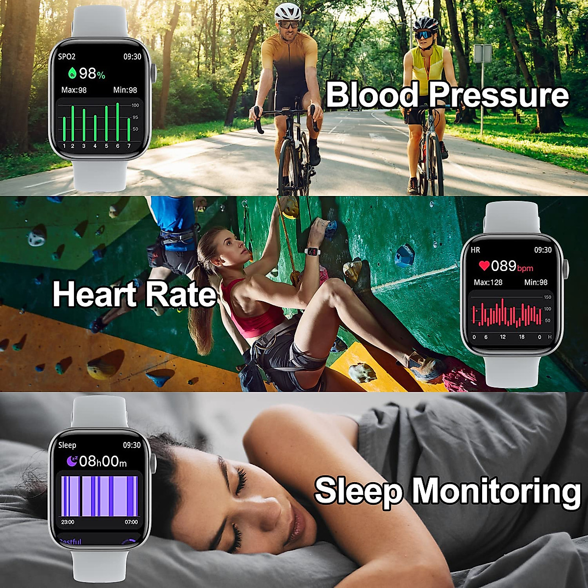 CHOKOVIE Smart Watch for Men Women, 1.8" Full Touch Screen Call/Receiver Dial Fitness Watch Heart Rate, Blood Oxygen,Sleep Monitor, Activity Tracker with Pedometer Stopwatch Smartwatch, Silver