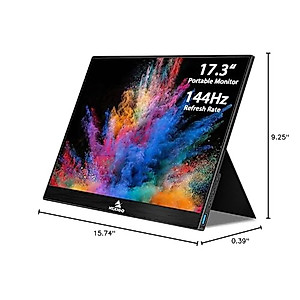 NexiGo 144Hz 17.3 Inch Portable Gaming Monitor, FreeSync, G-SYNC Compatible, FHD IPS Computer Display, Eye Care Screen with HDMI/Type C for Laptop PC/MAC/Surface/PS4/PS5/Xbox/Switch, with Smart Cover